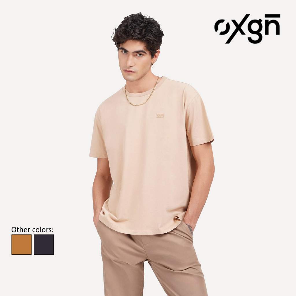 OXGN Basic Logo T-Shirt For Men (Caramel/Black/Khaki) | Shopee Philippines