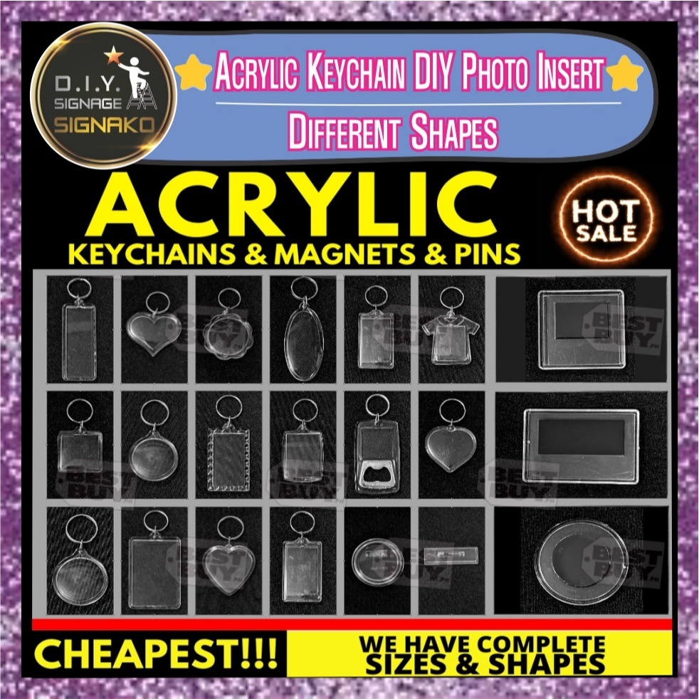 (1PC) 21kinds Blank Acrylic Keychain DIY Photo Insert / Key Ring Key ...
