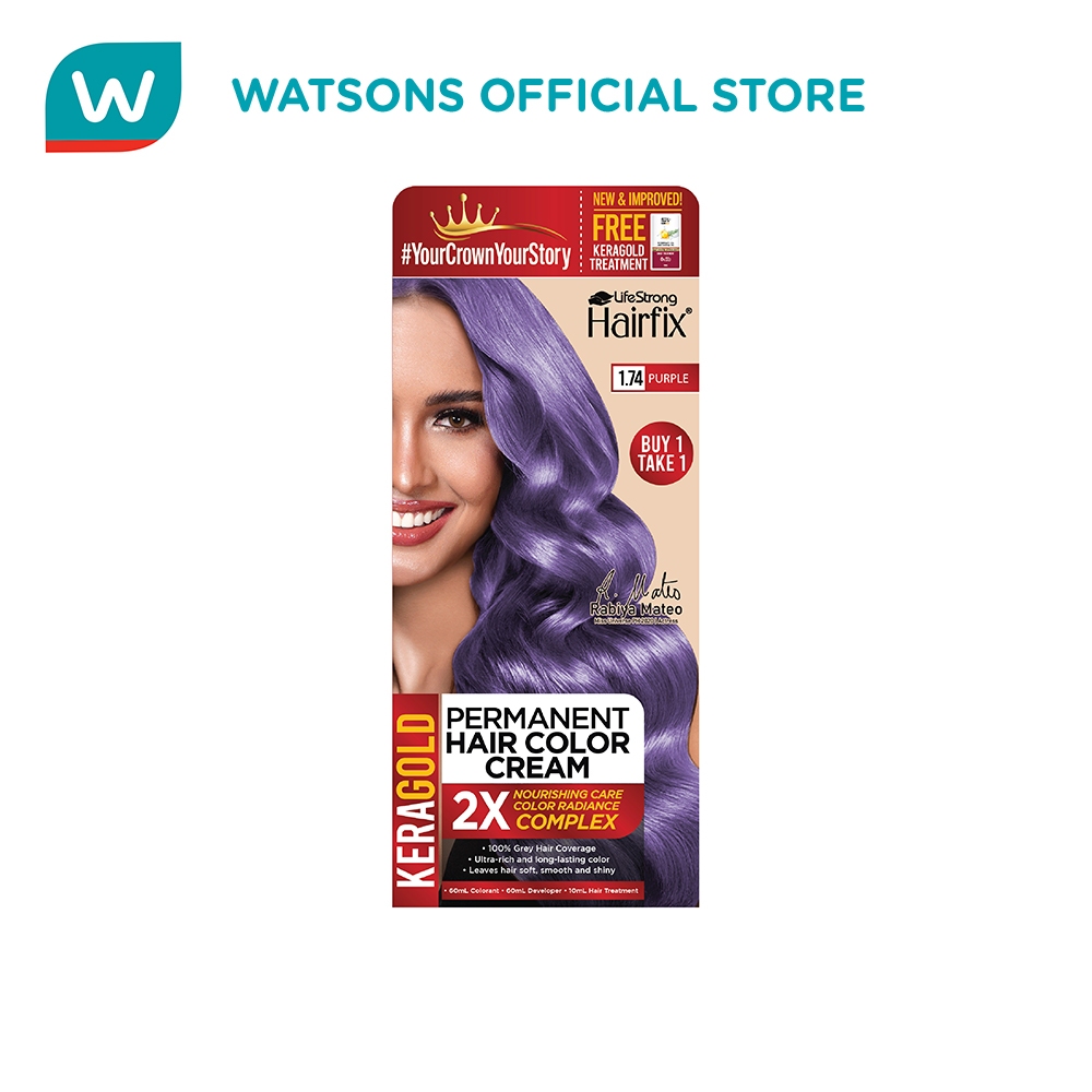 HAIRFIX Keragold Permanent Hair Color Cream Kit 120ml Purple | Shopee ...