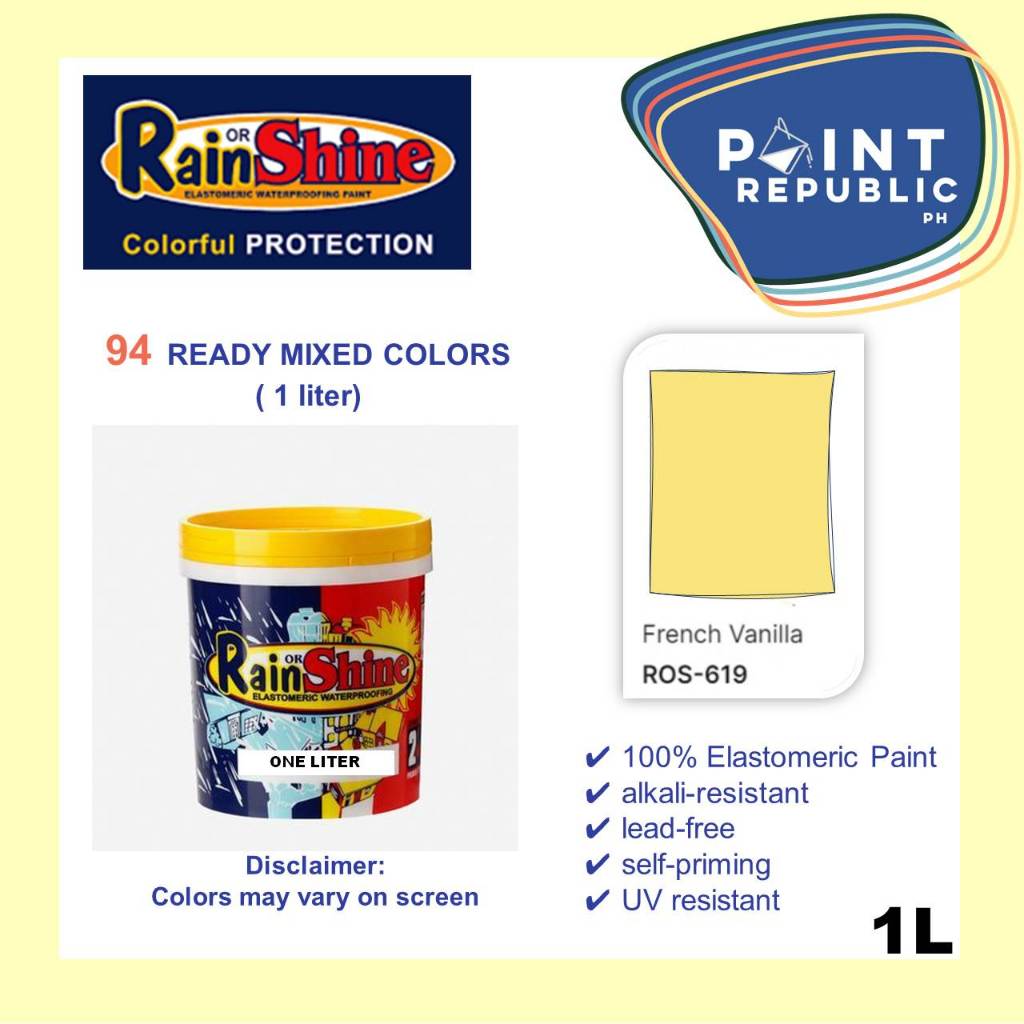 Rain or Shine Elastomeric Paint Ready Mixed Colors - 1L (1 liter/quart ...