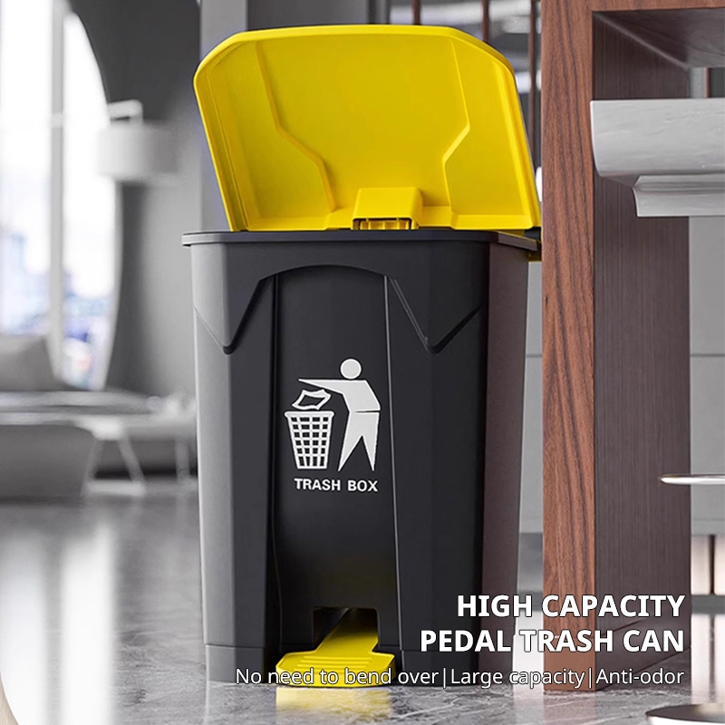50L/80L Large Foot-operated Trash Can with Lid for Outdoor Kitchen and ...