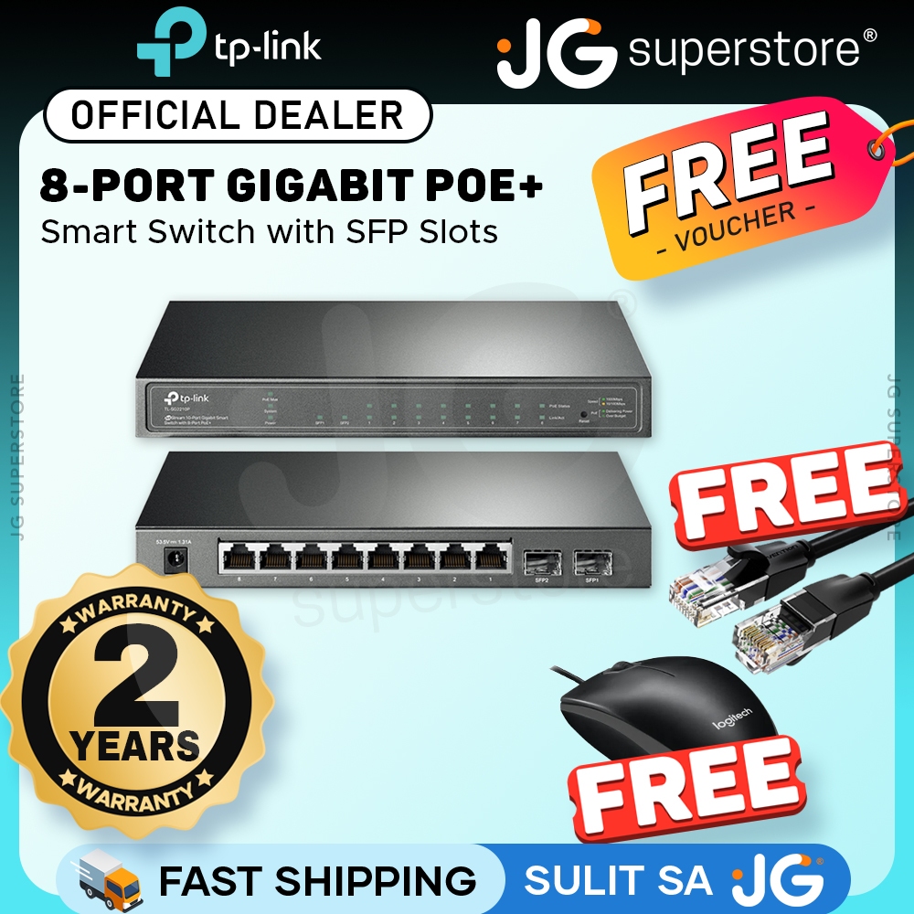 TP-Link TL-SG2210P 10-Port Gigabit Smart Switch with 8-Port PoE+, 2 SFP ...