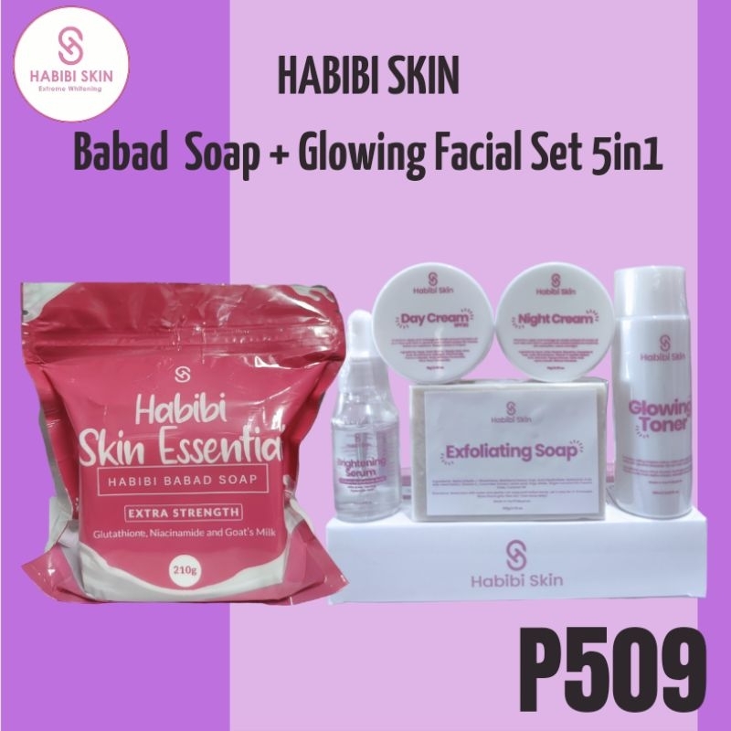 HABIBI SKIN BABAD SOAP + HABIBI GLOWING FACIAL SET 5in1 | Shopee ...