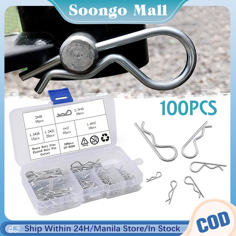 100PCS R Type Pin Heavy Duty Wave Cotter Pins Spring Fastener ...