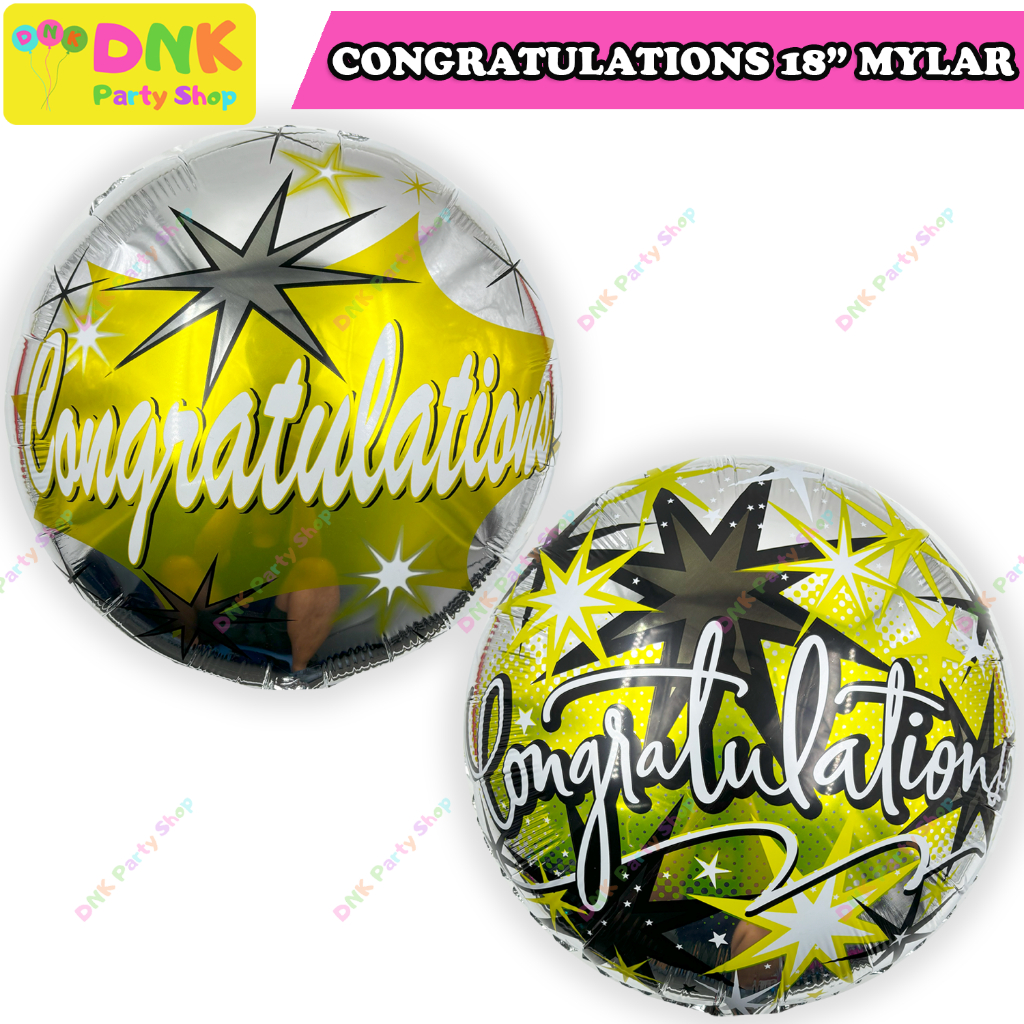 Congratulations Silver 18 inch Foil Balloon Round Mylar Congrats Party ...