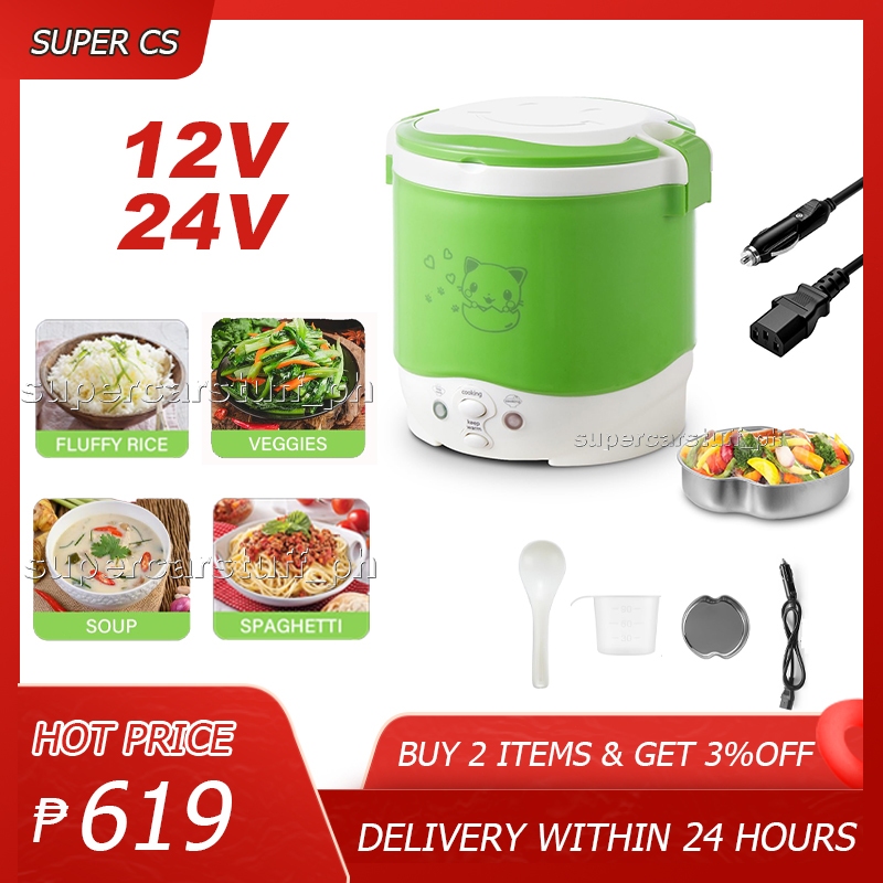 24V/12V Mini Car Rice Cooker Multi-Function Cooker 1LNon-Stick Inner ...