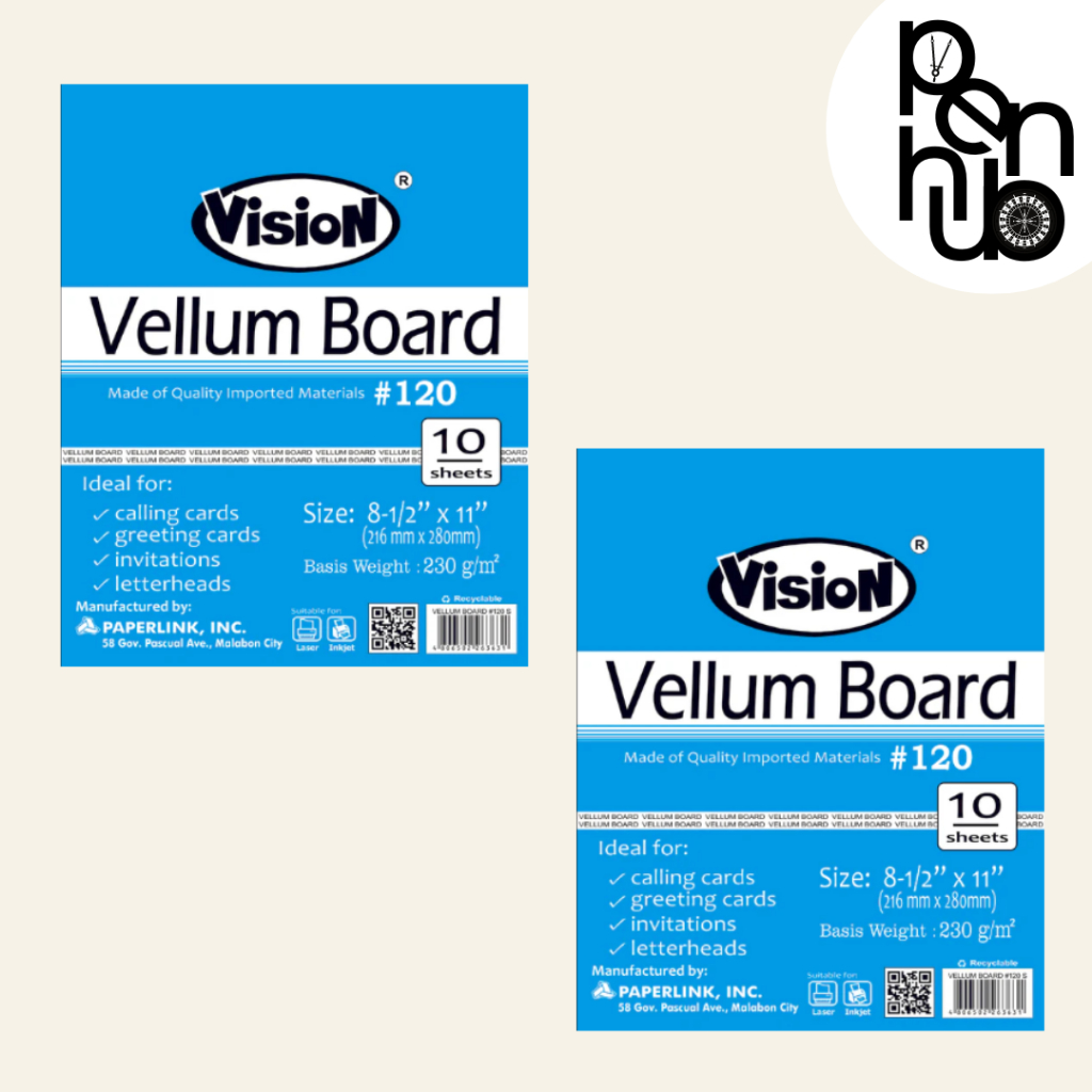 VISION Vellum Board #120 / 230gsm Short/Letter Size - 10Sheets per pack ...