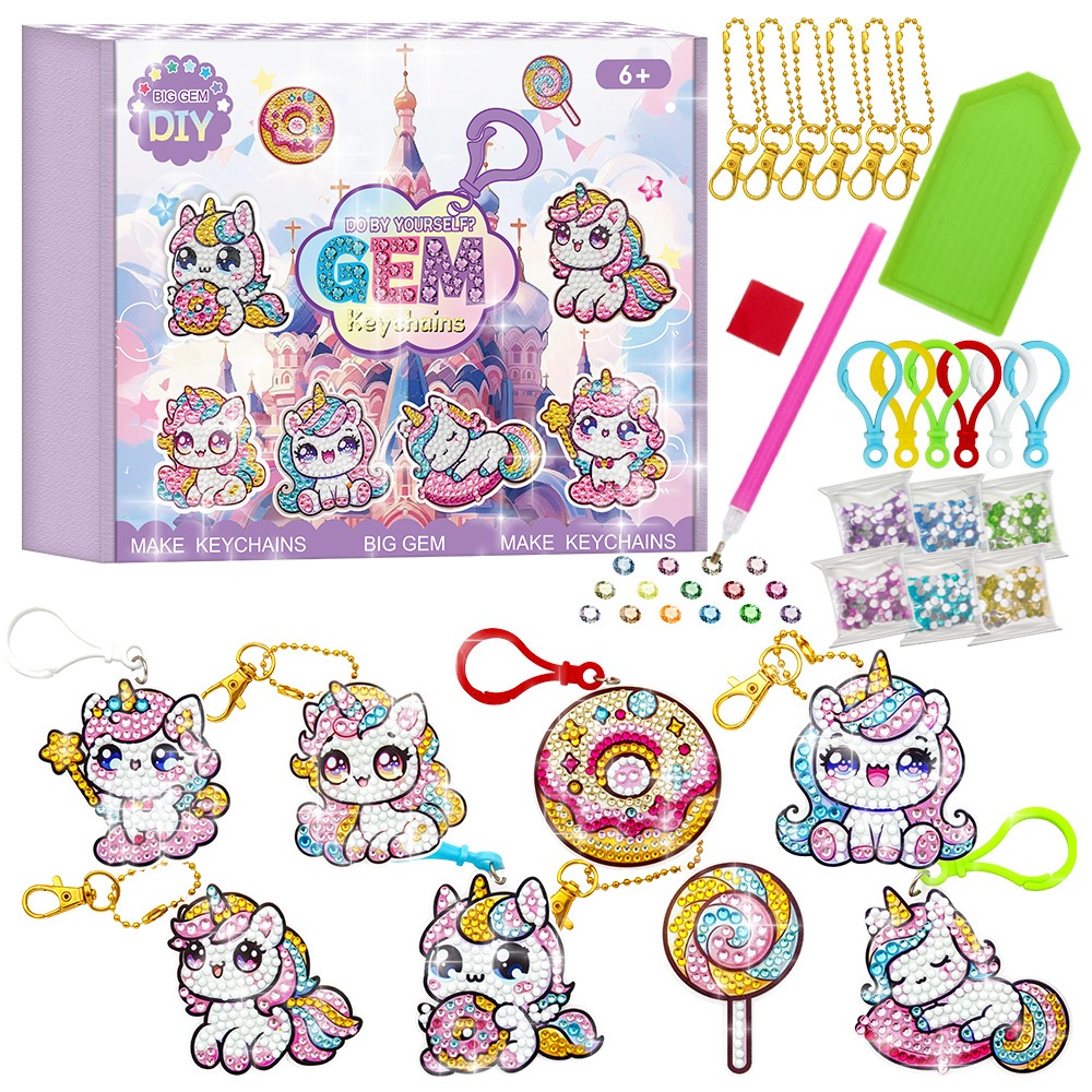 DIY Crystal Pendant Keychain Diamond Painting Set for Kids Crafting Kit ...