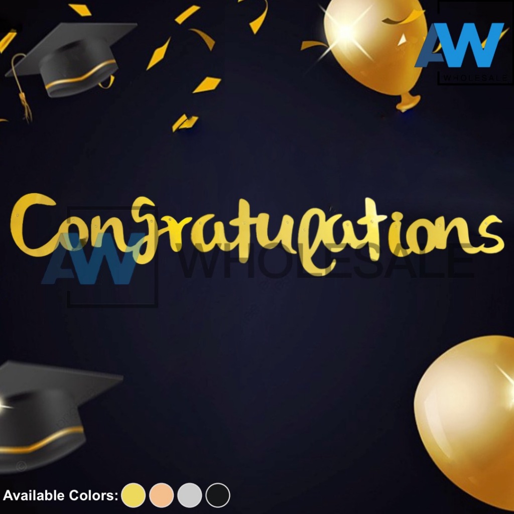 PS-474[1 set] Reflective Lazer Congratulations Cursive Banner ...