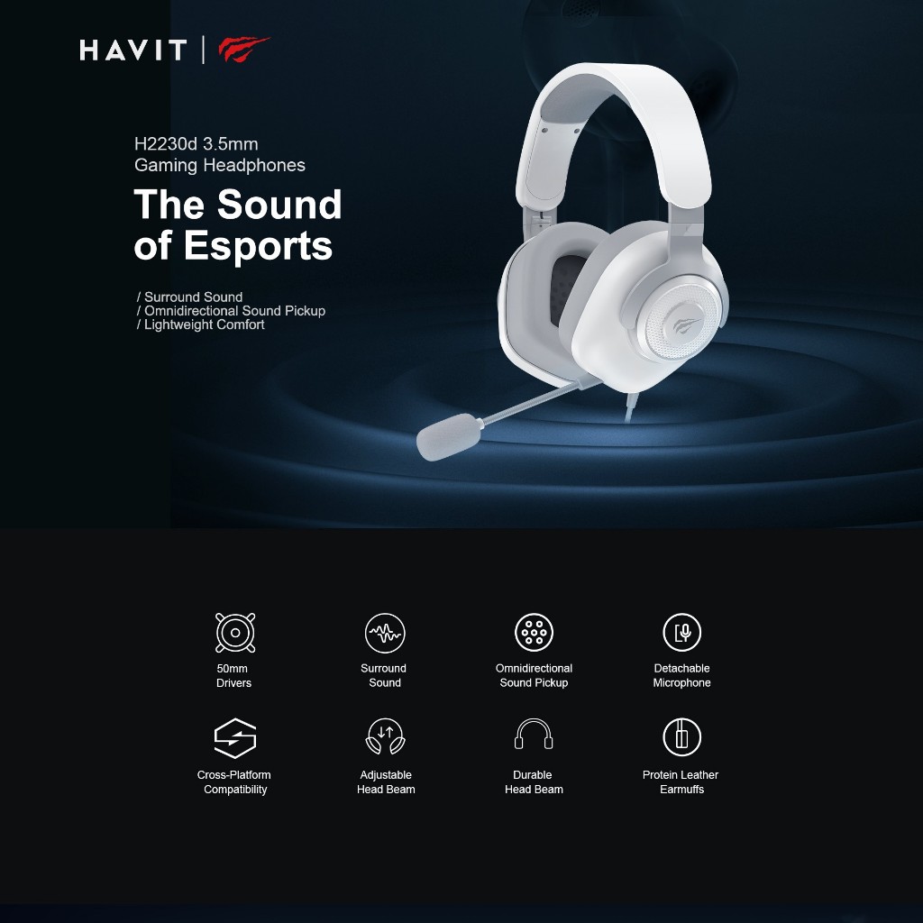Havit Neptune H2230U || USB 7.1 Gaming Headphone || White | Shopee ...