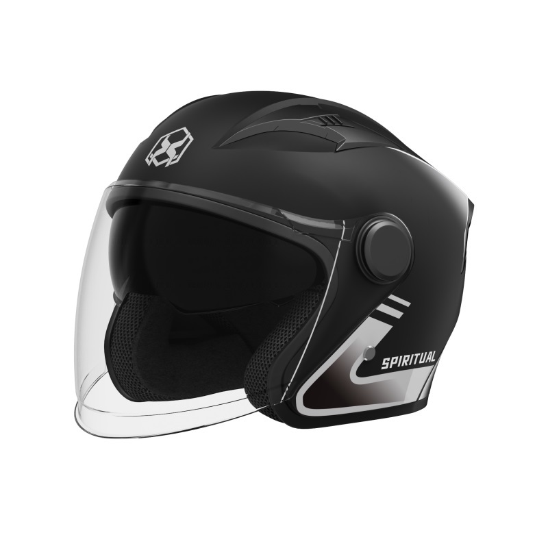 AXK Motorcycle Half Face Helmet For Men And Women HD Double Mirror ICC ...