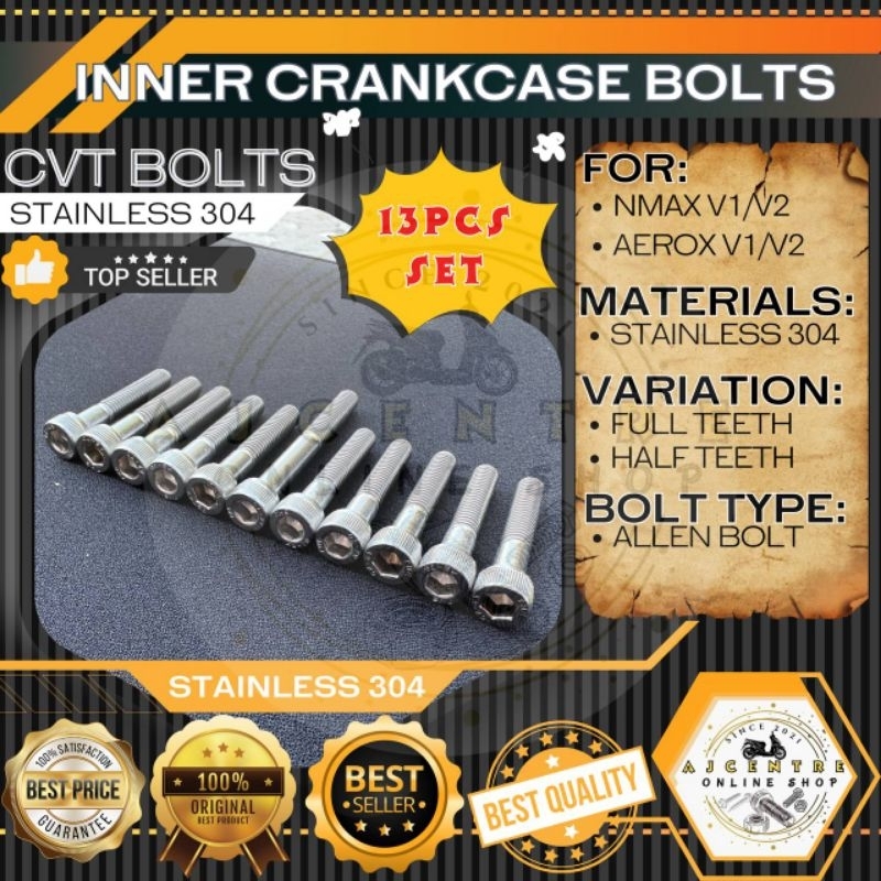 Stainless Inner Crankcase Bolts for Yamaha Nmax & Aerox - Stainless 304 ...
