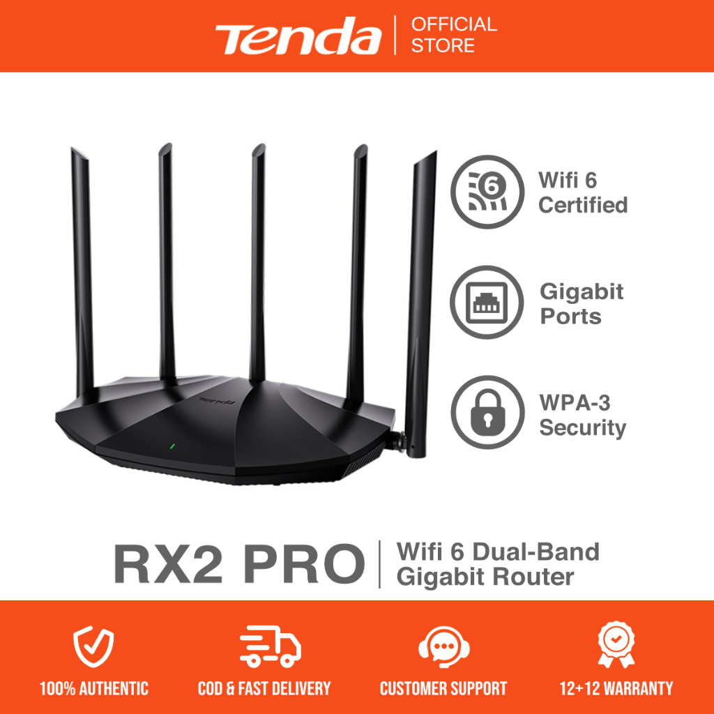 Tenda RX2 Pro AX1500 Wifi 6 Dual Band Gigabit Wireless AX Router | AP | Range Extender | WISP ...