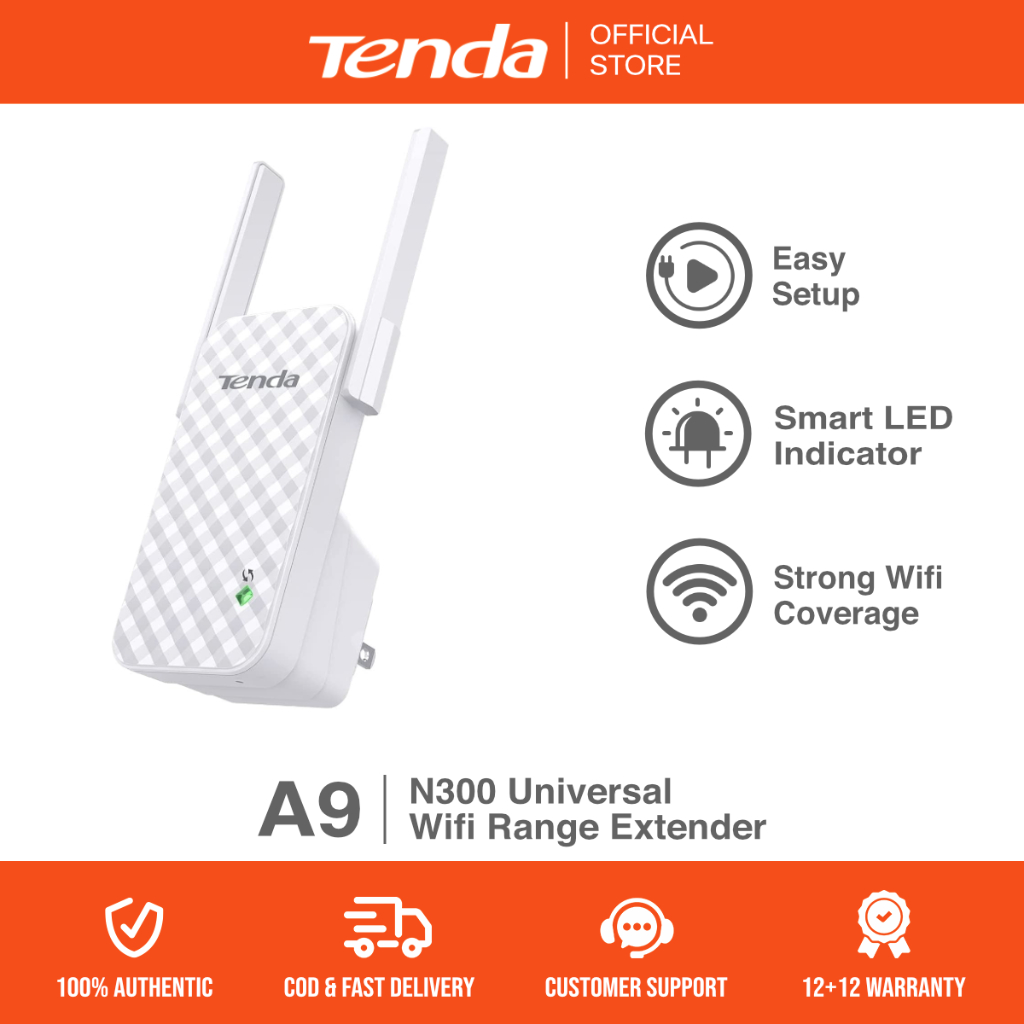 Tenda A9 N300 Universal Wifi Extender | Wireless Repeater | Signal LED ...