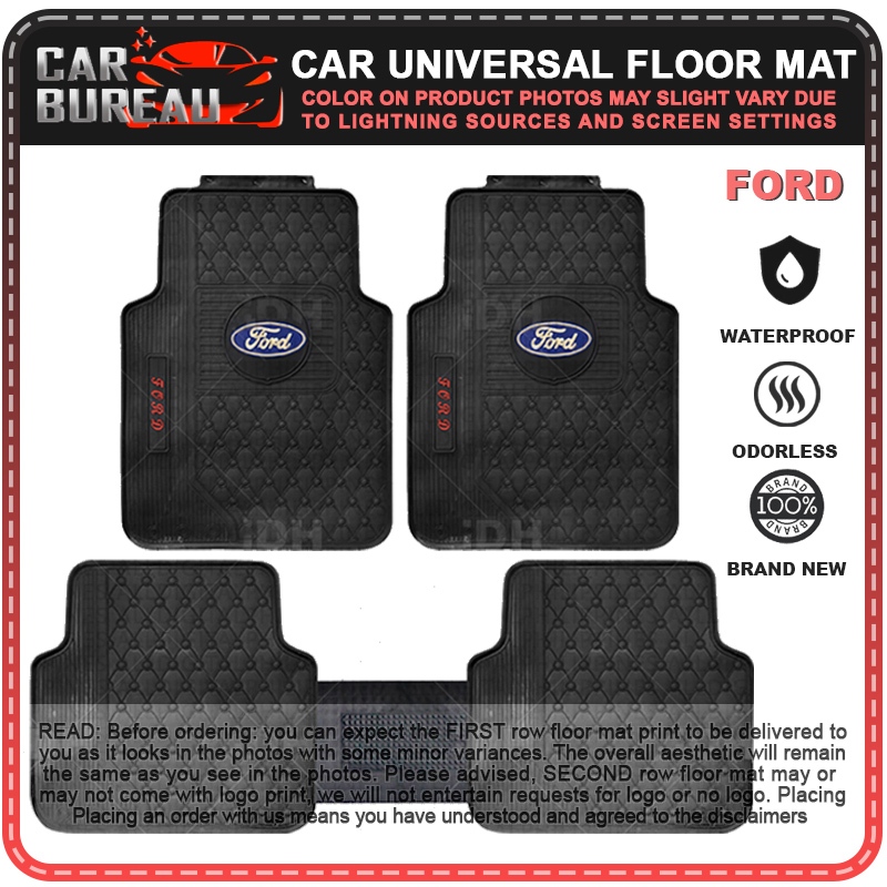 FORD Universal Car Matting Universal Floor Mat Premium Rubber Mat - 8 ...