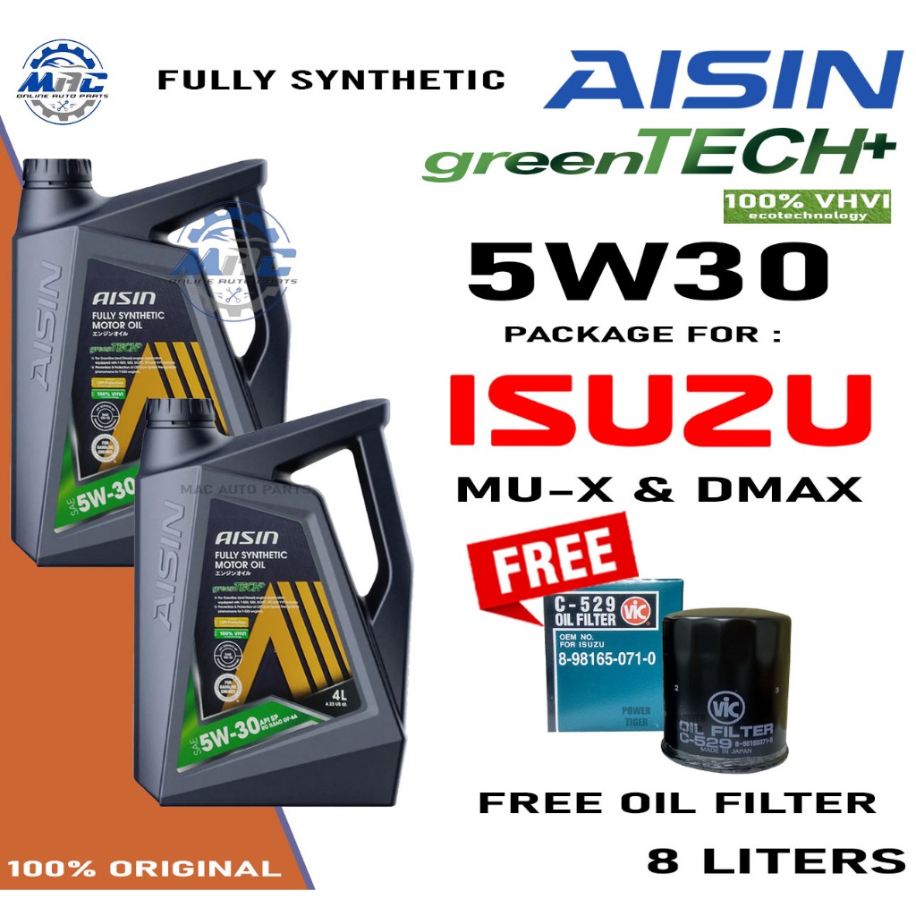 AISIN Fully Synthetic 5W30 8 LITERS ENGINE OIL PACKAGE FOR ISUZU MU-X D ...