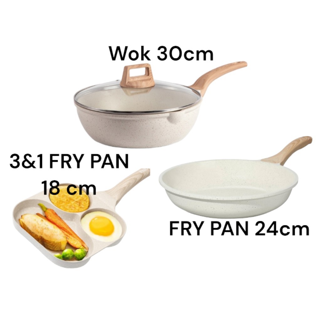 Nonstick kitchen frying pan cookware with handle and unique design with ...
