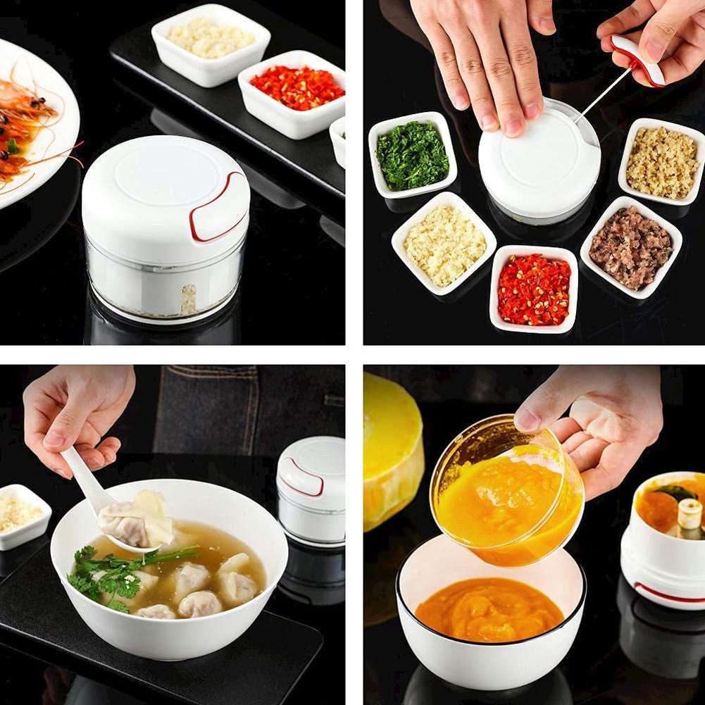Mini Food Chopper Grinder Onion Ginger Masher Shredder Vegetable Hand ...