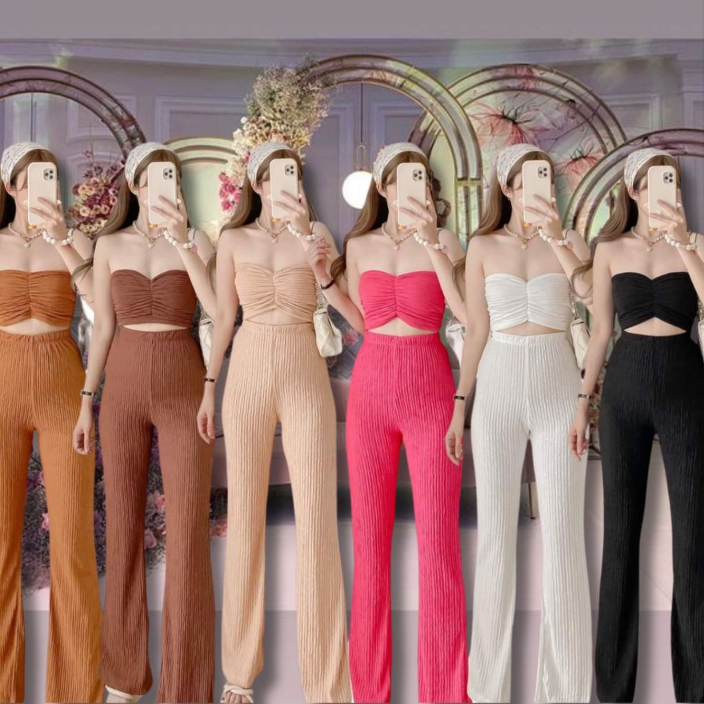 Pants Terno Tube Crop Top Women's Party Sexy Outfit Trendy Korean Style ...