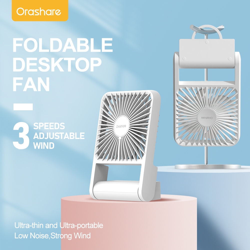 Orashare DF02 Portable Desk Fan Rechargeable Foldable Electric Fan 3 Speeds Strong Wind Fan ...