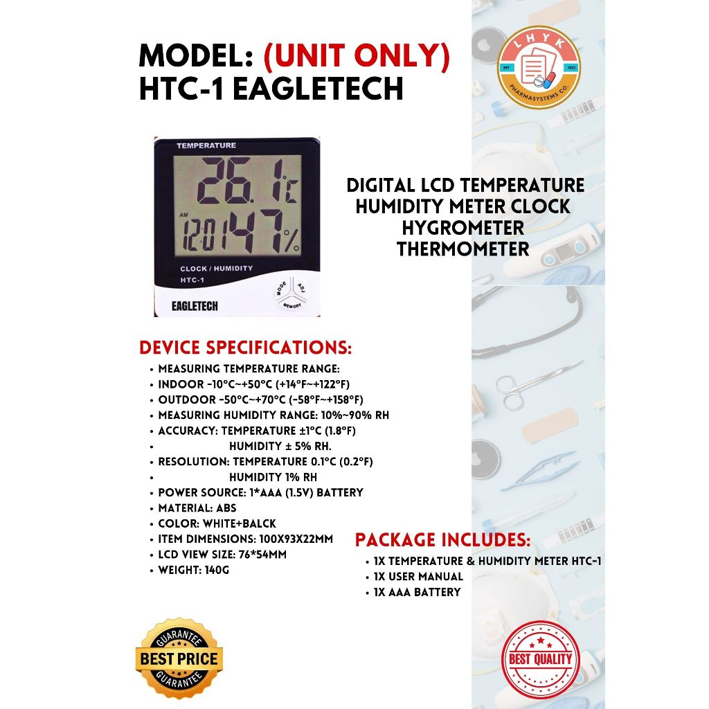 NEW Calibrated Thermohygrometer with Certificate, FDA Approved | Shopee ...