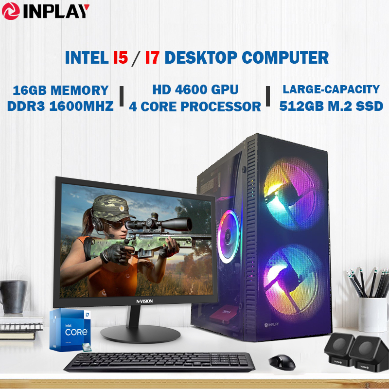 Intel Core i5 / i7 Desktop Computer Quad-Core 8 Thread 16GB RAM 512GB SSD Full Set Pc Computer ...