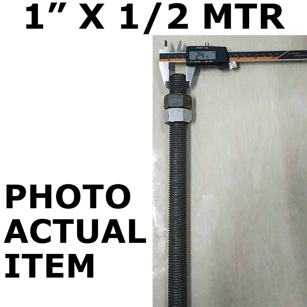 BI THREADED ROD 1" X 1/2 METER WITH 2 PIECE NUT === 1" X 1/2 METER ...
