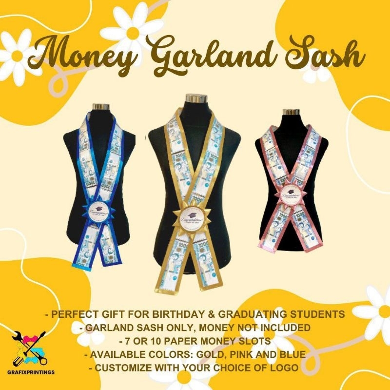 Money Garland Sash / Perfect Gift / Graduation Sash / Birthday Sash ...