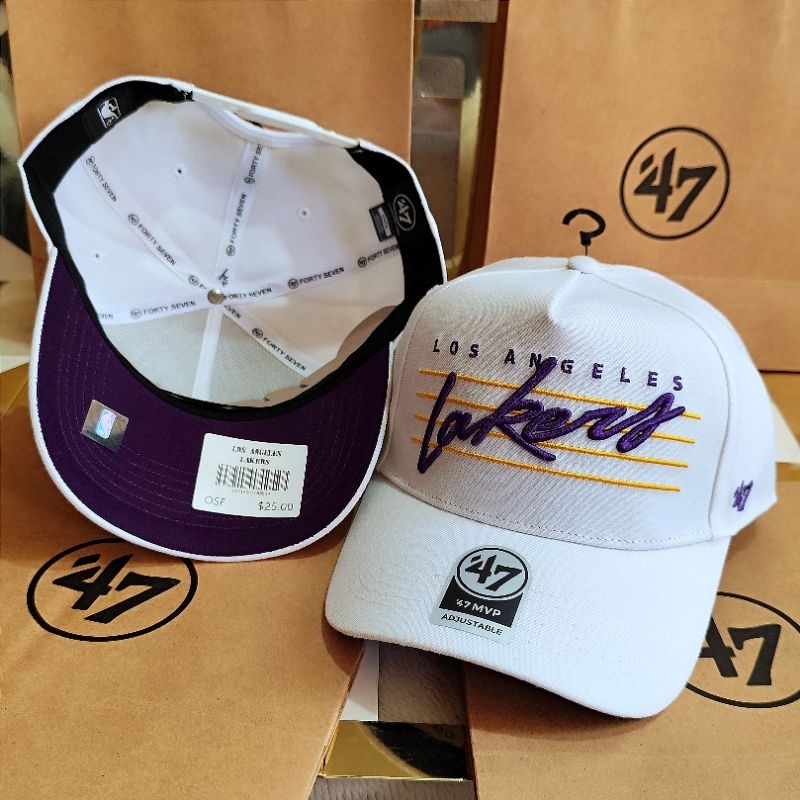 Authentic 47 Brand mvp curve Los Angeles Lakers A-frame snapback ...