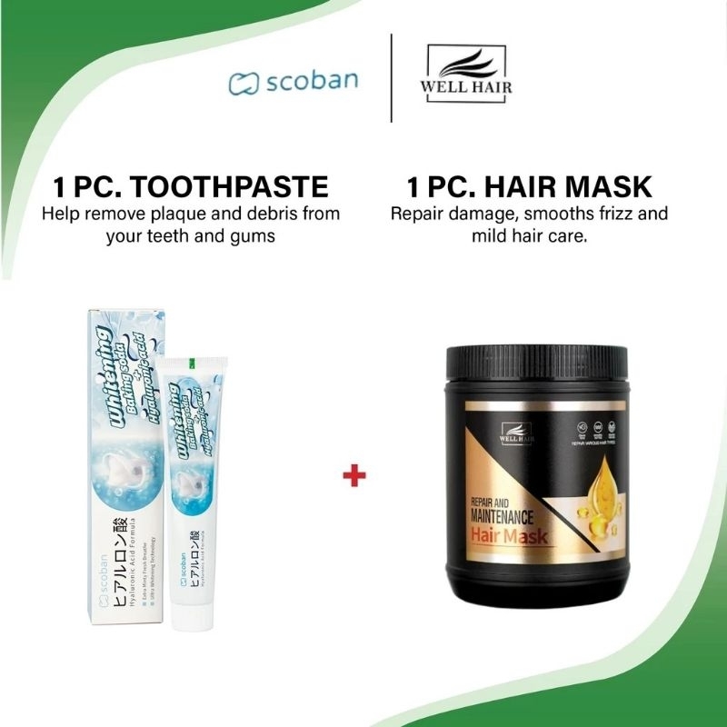 Hair Mask hair treatment + Toothpaste Japan Hyaluronic Acid Dual-Effect ...