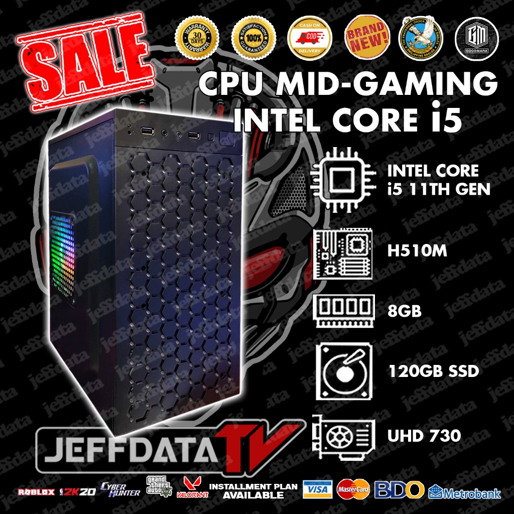 CPU DESKTOP INTEL CORE i5 11TH GEN H510M 8GB 240GB SSD UHD 730 | Shopee ...