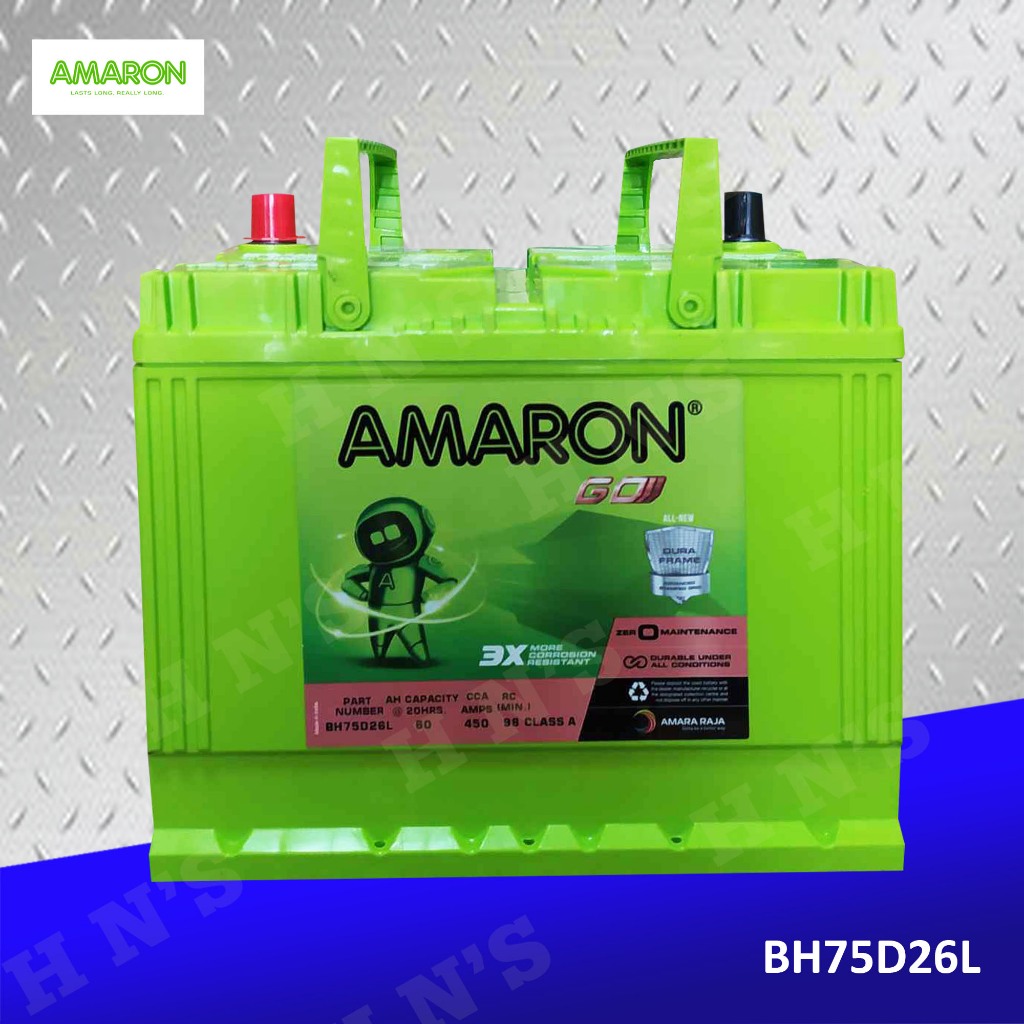 Amaron Go BH75D26L ( 2SMF ) Maintenance Free Car Battery 17 months ...