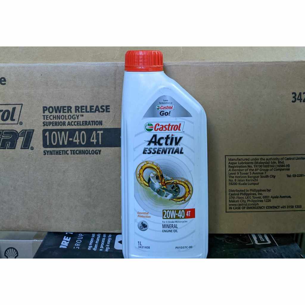 CASTROL ACTIV ESSENTIAL 20W-40 4T Mineral Engine oil 1Liter | Shopee ...