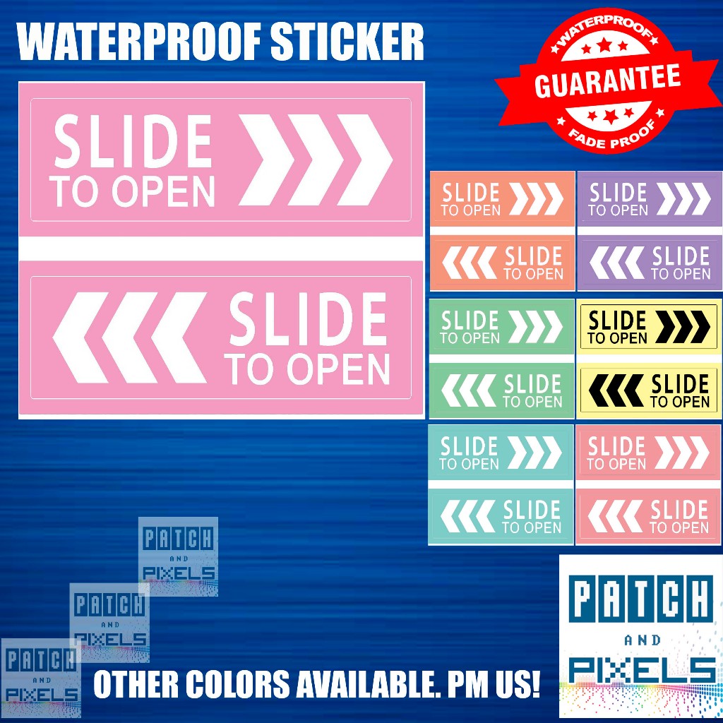 Slide to Open Door Sticker/PVC/Sintra 2.5 x 5 inches - Waterproof ...