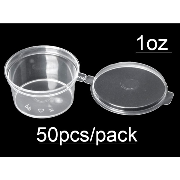 (50pcs) Sauce Cup / Salad Cup / Hinged Cup with Lid - 1oz / 20z / 4oz ...