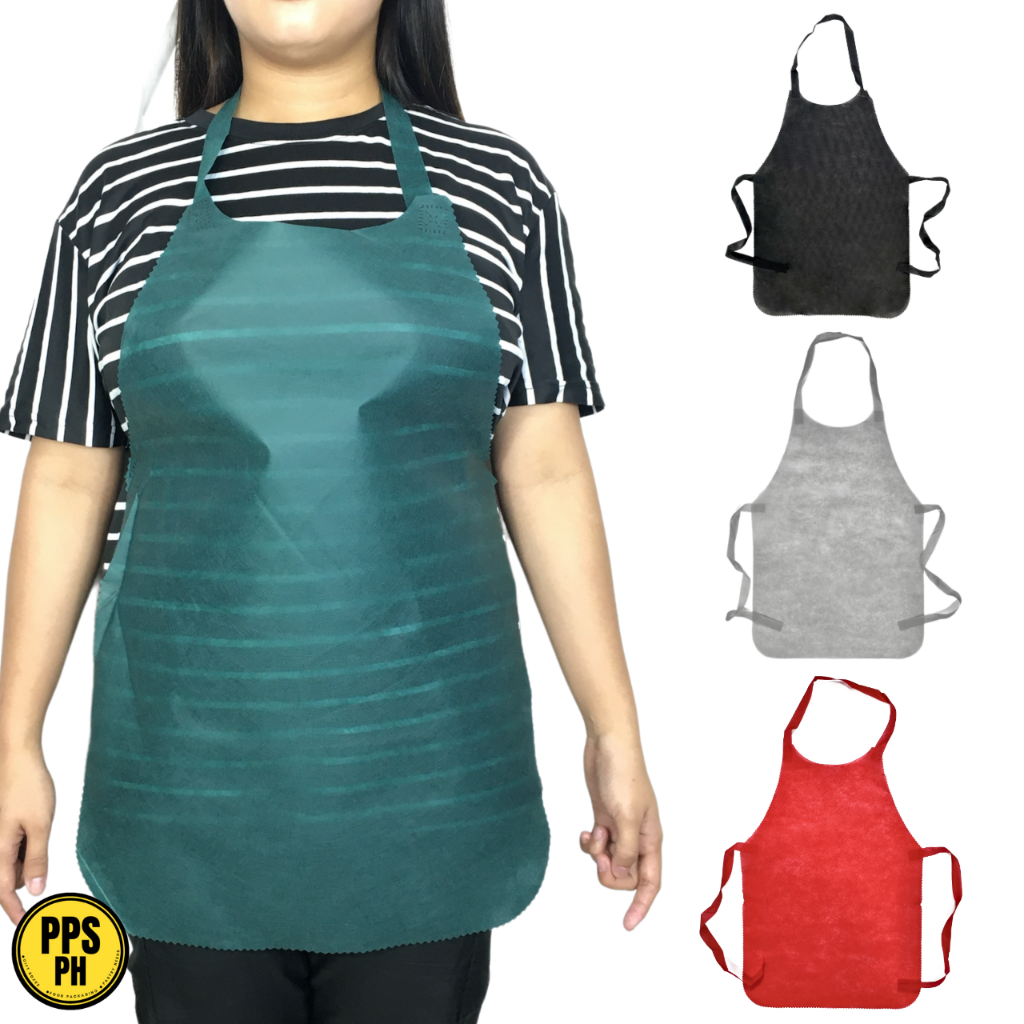 [5PCS] Disposable Non Woven Apron Plain Waterproof Aprons Non-woven ...