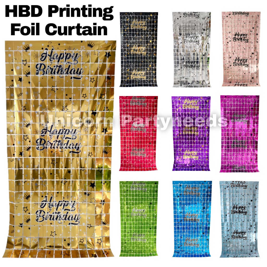 Happy Birthday Printing Foil Curtain Square Curtain Birthday Background ...