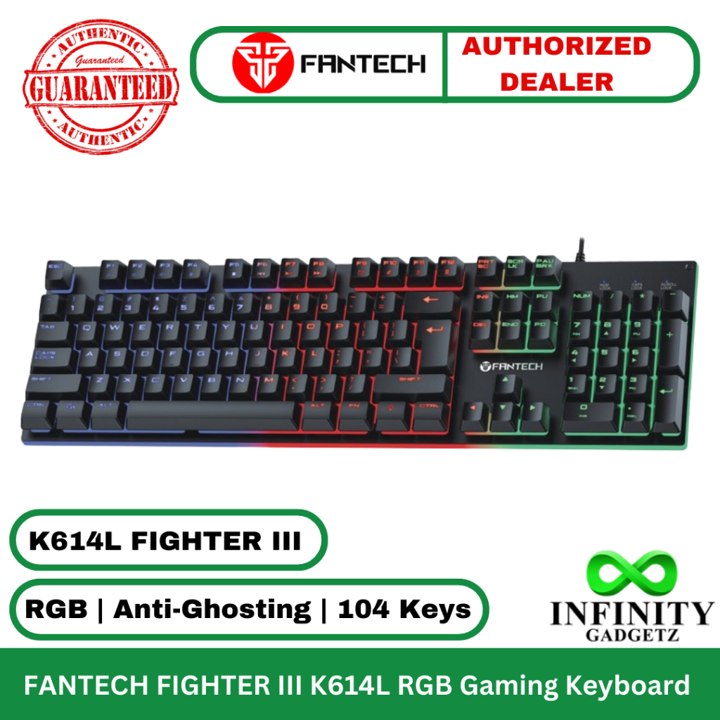 FANTECH FIGHTER III K614L RGB Membrane Keyboard Wired Gaming Keyboard ...