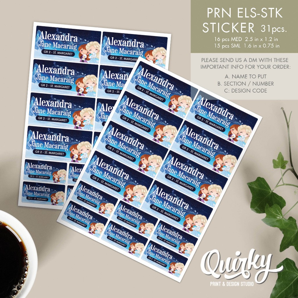 Personalized Waterproof Name Stickers - Girl Designs | Shopee Philippines