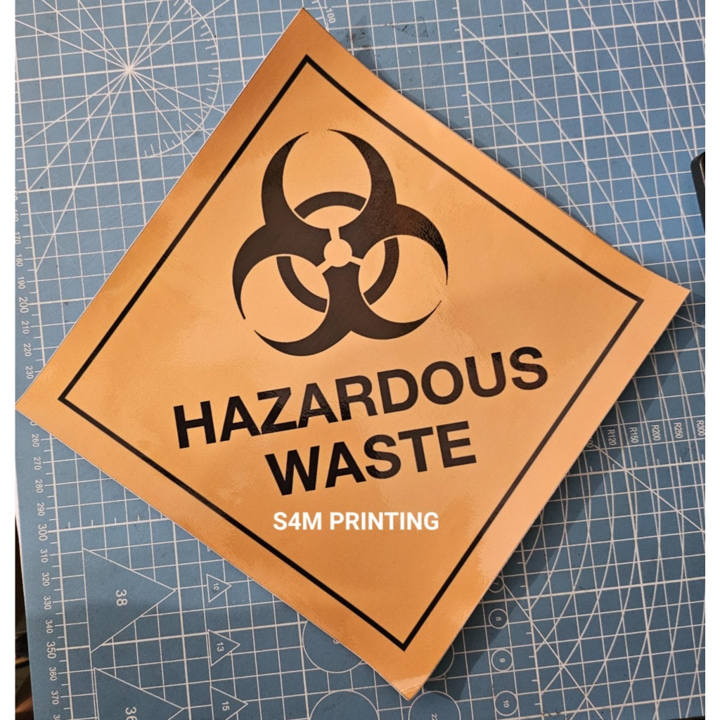 HAZARDOUS WASTE logo Sticker 30cm X 30cm diagonal (Open for bulk Orders ...