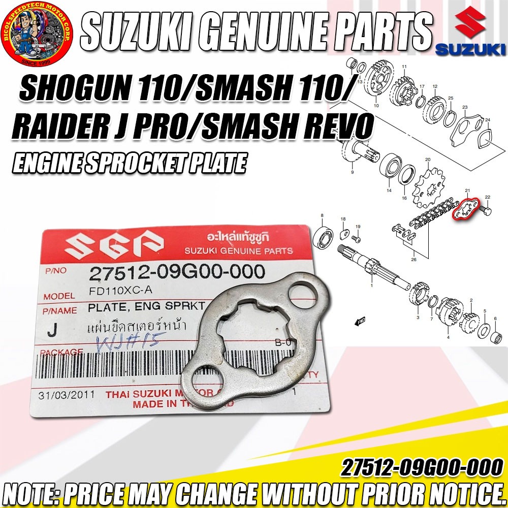 SHOGUN 110/SMASH 110/RAIDER J PRO/SMASH REVO ENGINE SPROCKET PLATE (SGP ...
