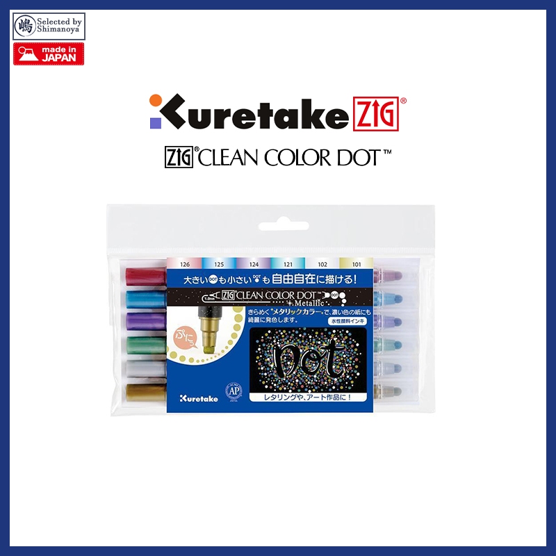 KURETAKE ZIG Clean Color Dot Metallic 6Color Set (DoubleSid Marker) | Shopee Philippines