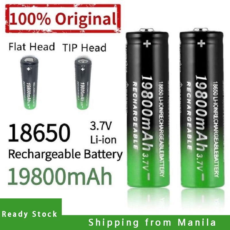 Lithium Rechargeable Battery 18650 19800mAh 3.7V Li-ion Tip/Flat head ...