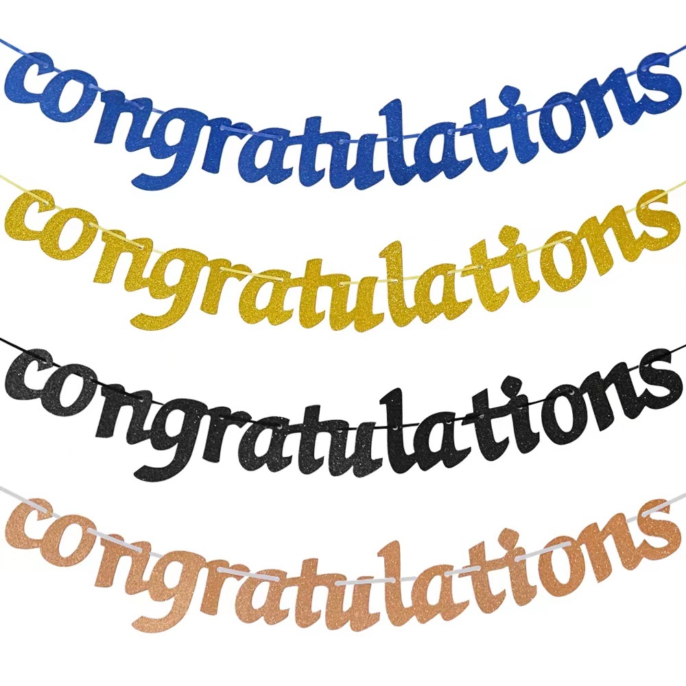 Agar.Shop Congratulations Glitter Banner Party Backdrops | Shopee ...