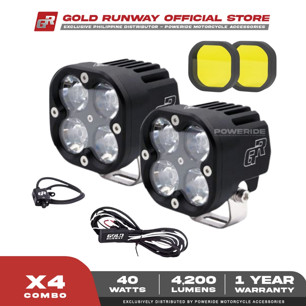 GOLD RUNWAY OFFICIAL STORE 2025 GR-X4 40watts Motorcycle Auxiliary LED ...