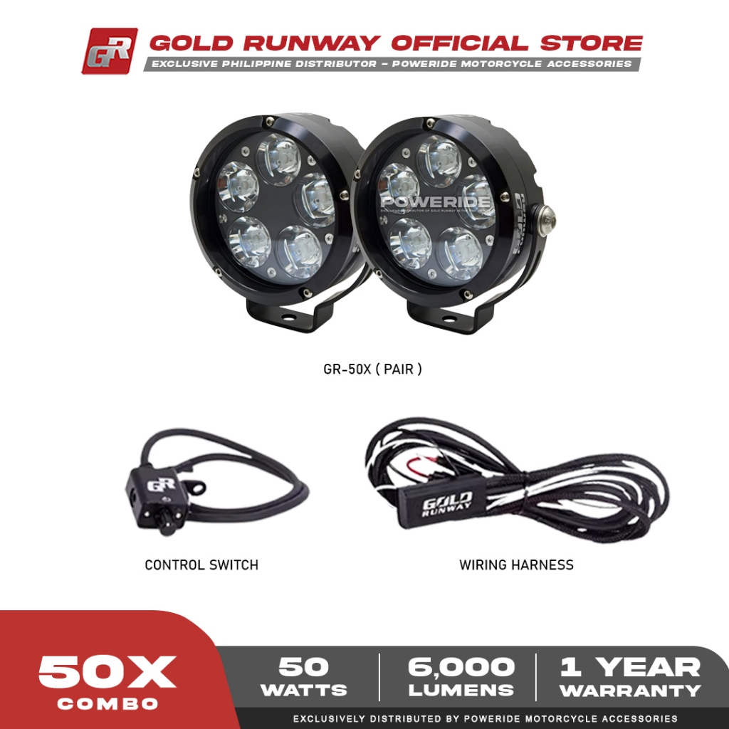 GOLD RUNWAY OFFICIAL STORE 2025 GR-50X 50watts Motorcycle Auxiliary LED ...