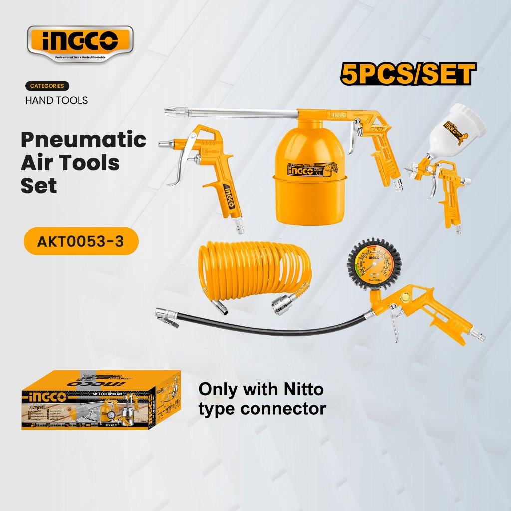 Ingco 5pcs Air Tools Set SUPER SELECT with Europe Type Connector ...