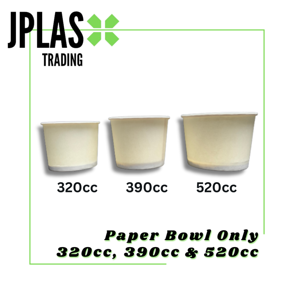 25 pcs - Disposable Paper Bowl Plain White 320cc 390cc 520cc | Shopee ...