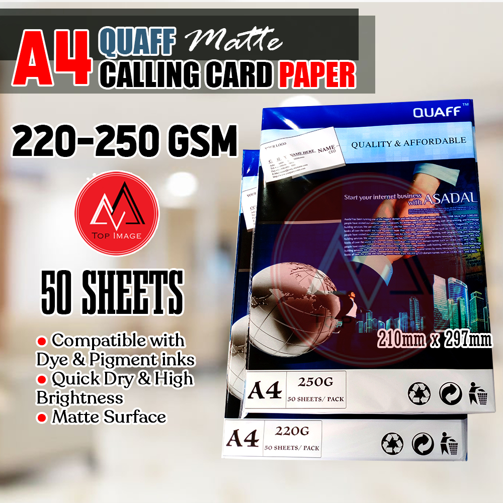 Quaff Calling Card white matte paper invitation matte paper 220gsm and ...