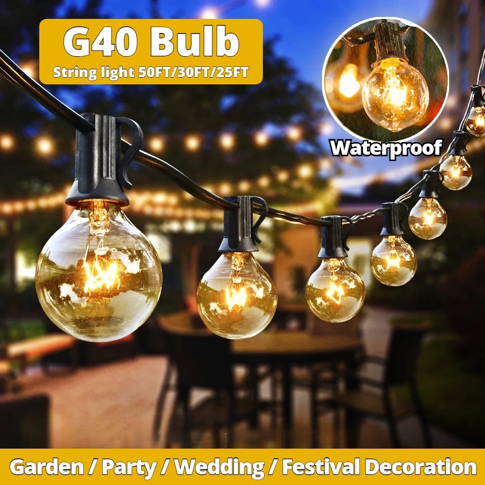 G40 String Light Indoor Fairy Lights Outdoor Christmas Bulbs Party ...